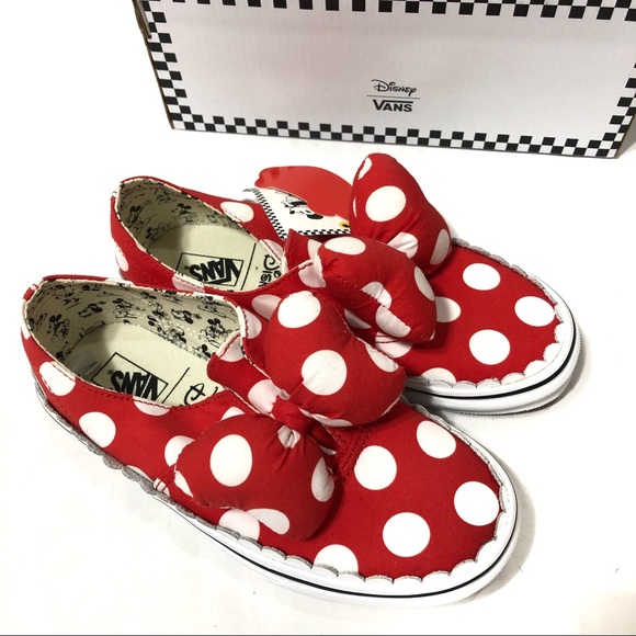 Vans | Shoes | Minnie Mouse Vans Nwt Disney Red White Bow | Poshmark
